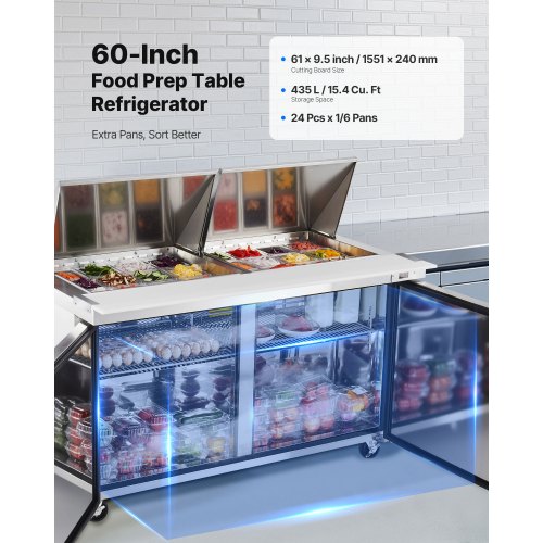 Commercial Sandwich Prep Table Refrigerator Food Prep Fridge Double ...