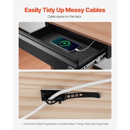 16 in Under Desk Drawer Organizer Slide-out Drawer Space Saver for Home ...