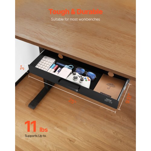 22 in Under Desk Drawer Organizer Slide-out Drawer Space Saver for Home ...