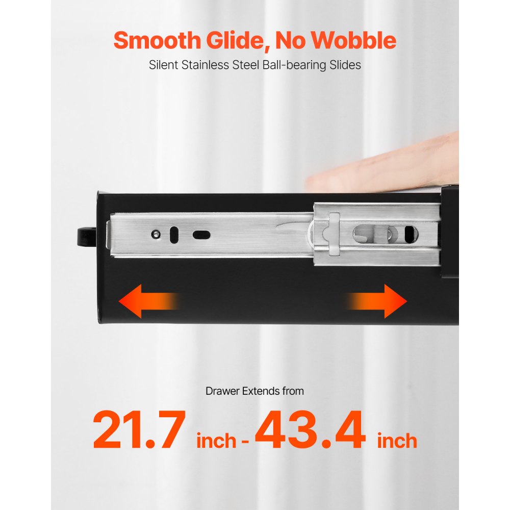 VEVOR 22" Wide Under Desk Drawer Slide Out, Under Desk Mounted Pull-out ...