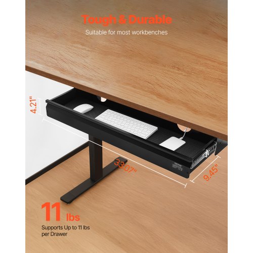 VEVOR 33" Wide Under Desk Drawer Slide Out, Under Desk Mounted Pull-out ...