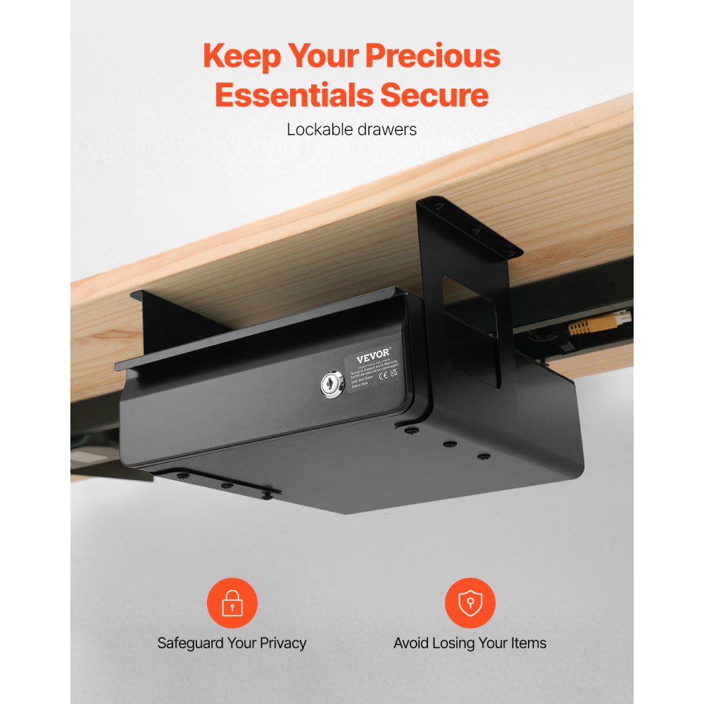 VEVOR Under Desk Pull-Out Drawer Kit - 11 LBS, 14x13x7 Inch