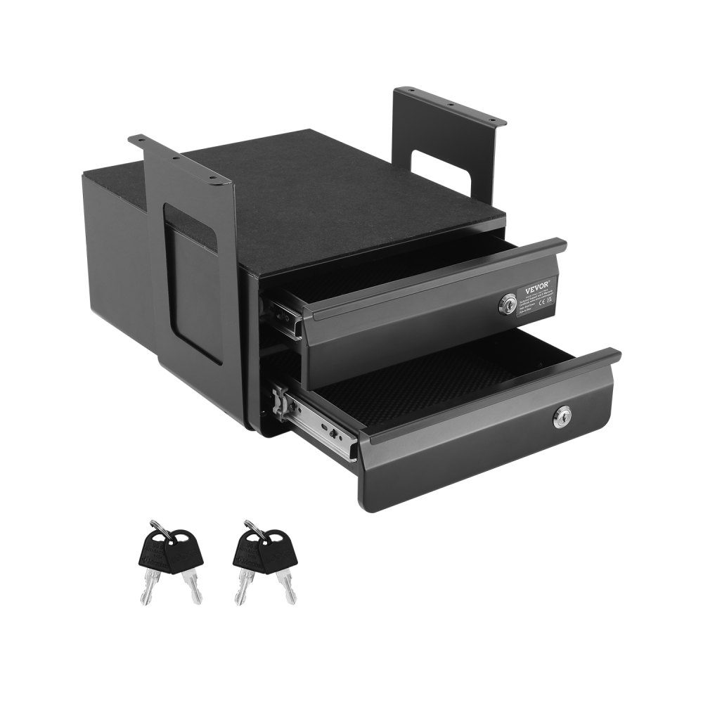 2 Drawer 13" Lockable Under Desk Drawer Organizer Slide-out Drawer Home ...