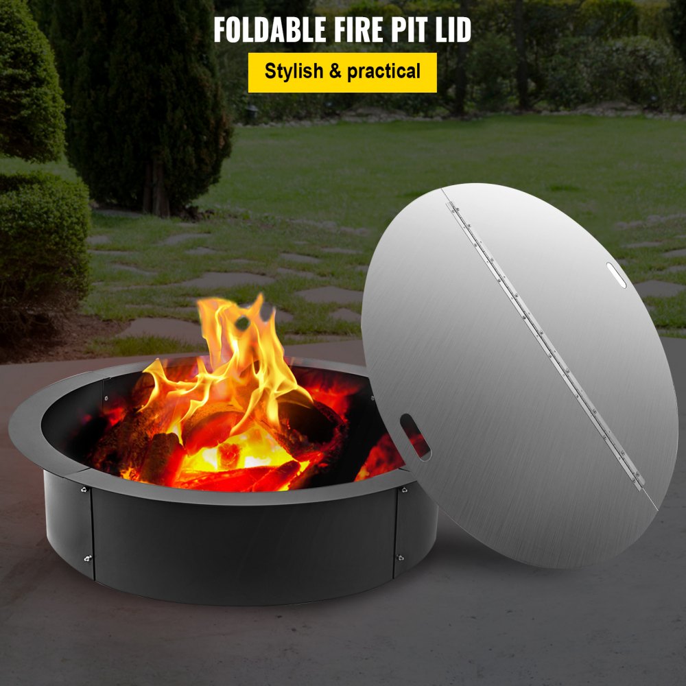 VEVOR Fire Pit Lid Round 40 Inch Foldable Fire Pit Ring Snuff Cover 430 ...