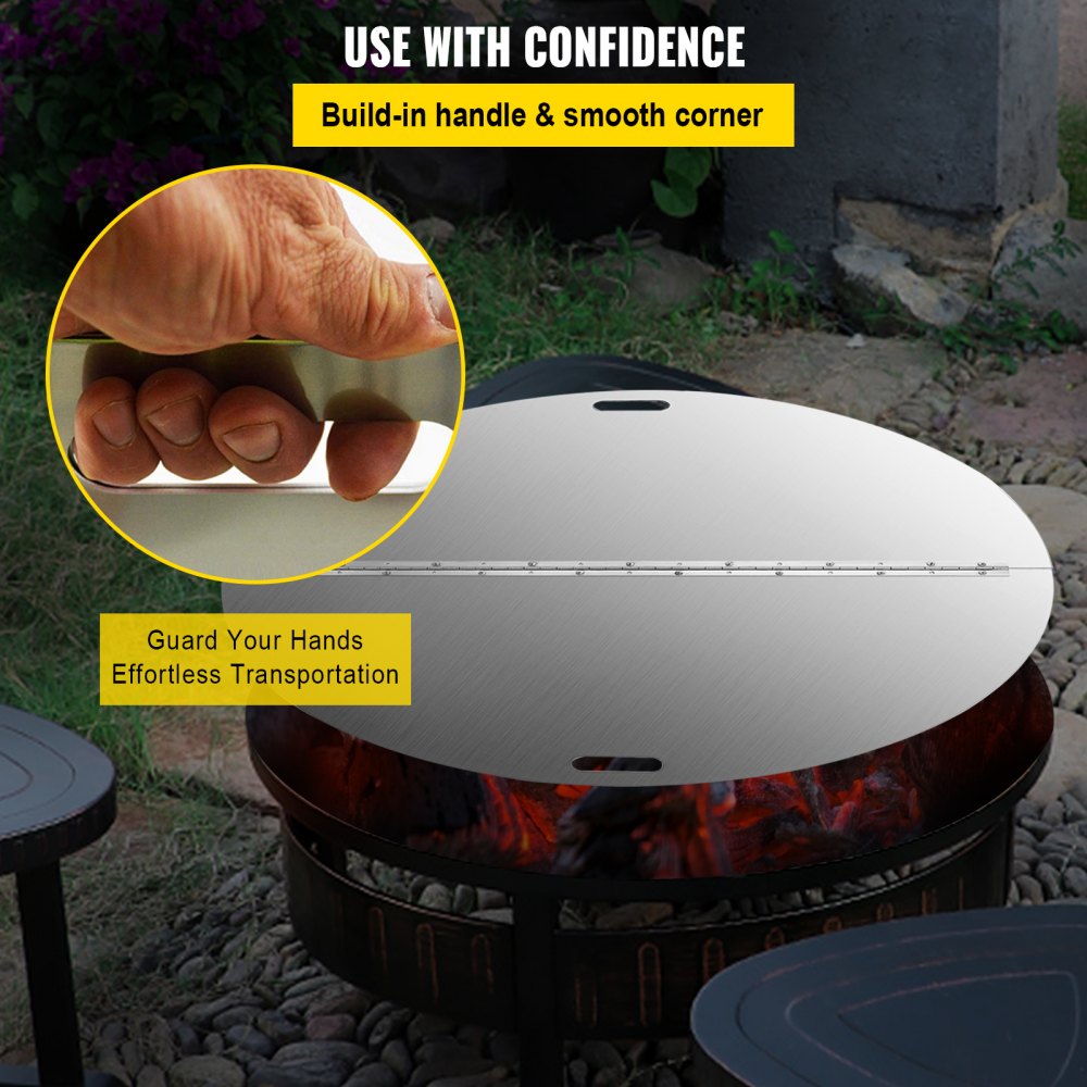 VEVOR Fire Pit Lid Round 40 Inch Foldable Fire Pit Ring Snuff Cover 430 ...