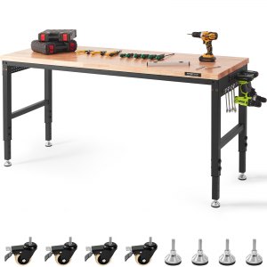 VEVOR Adjustable Workbench Work Table Top, Dimensions: 72" x 25 ...