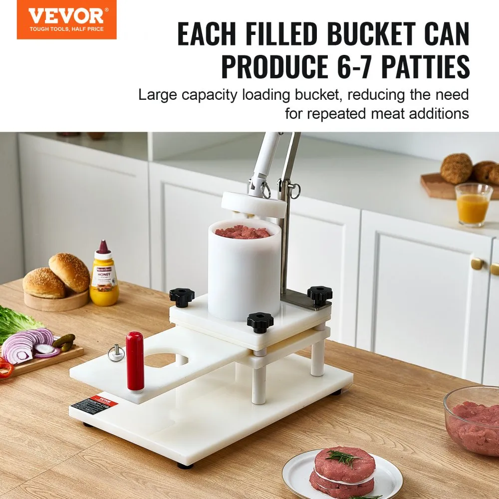 VEVOR Commercial Burger Patty Maker, 3 Convertible Mold(2/4/5-inch ...