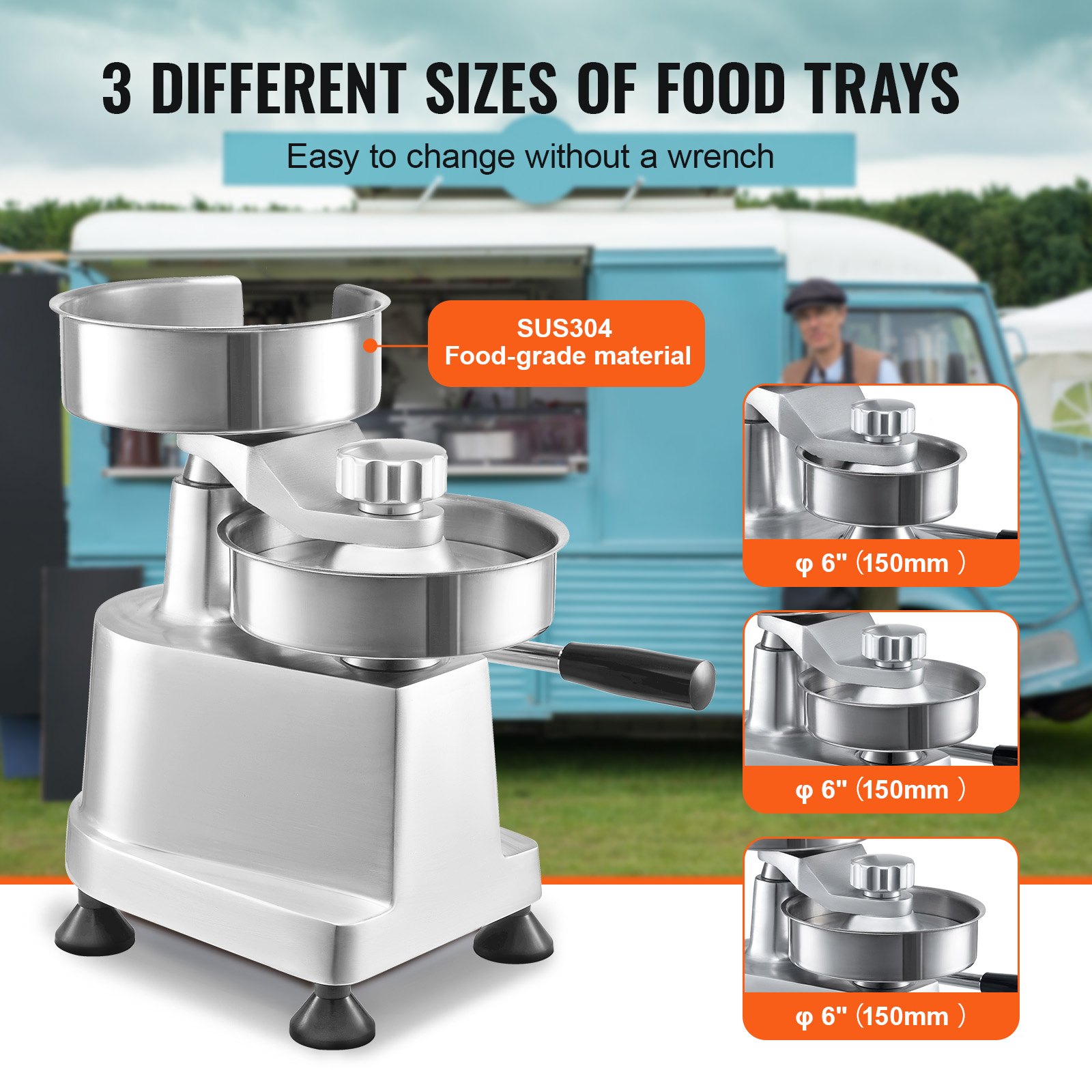 VEVOR Commercial Burger Patty Maker, Hamburger Beef Patty Maker with 3 ...