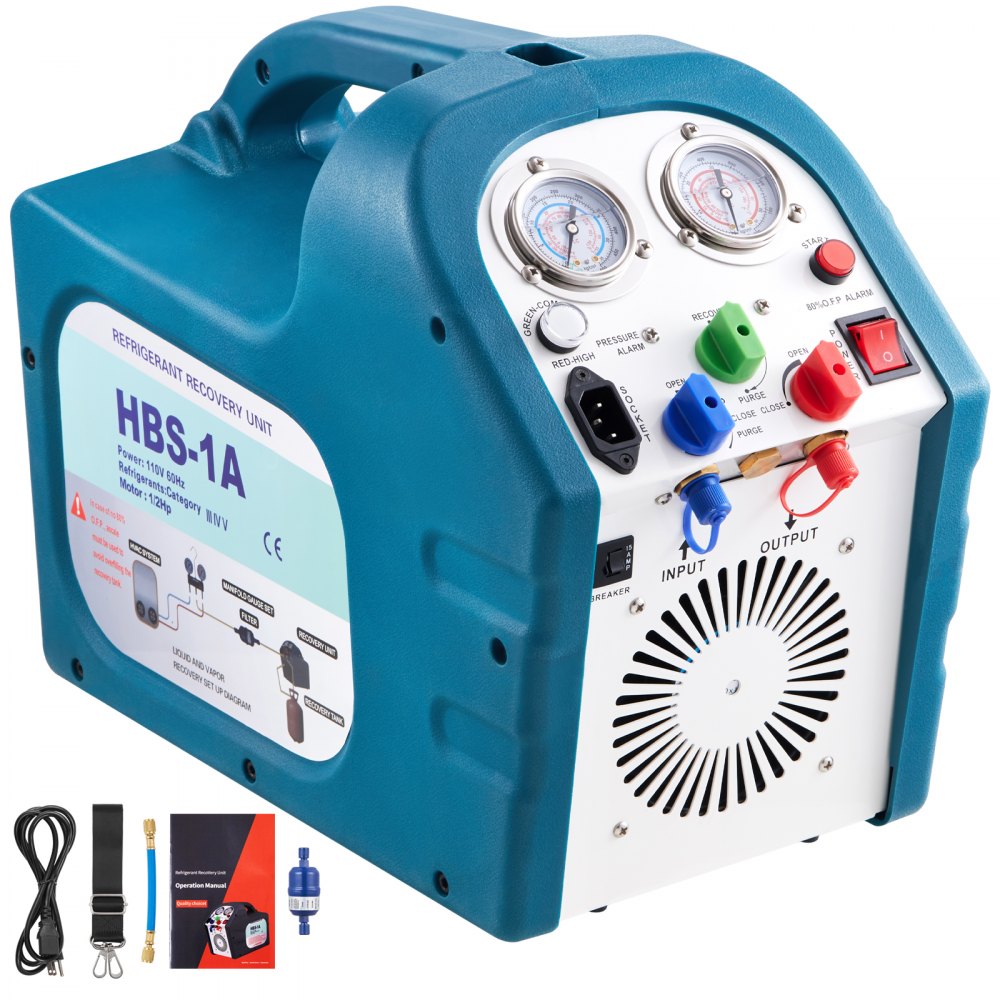 VEVOR 1/2HP Refrigerant Recovery Machine Portable 115V AC Refrigerant ...