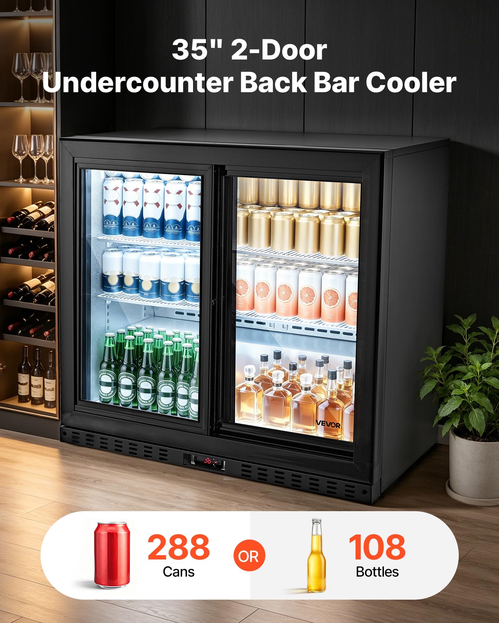 VEVOR Back Bar Cooler, 7.4 Cu. Ft Commercial Beverage Refrigerator ...