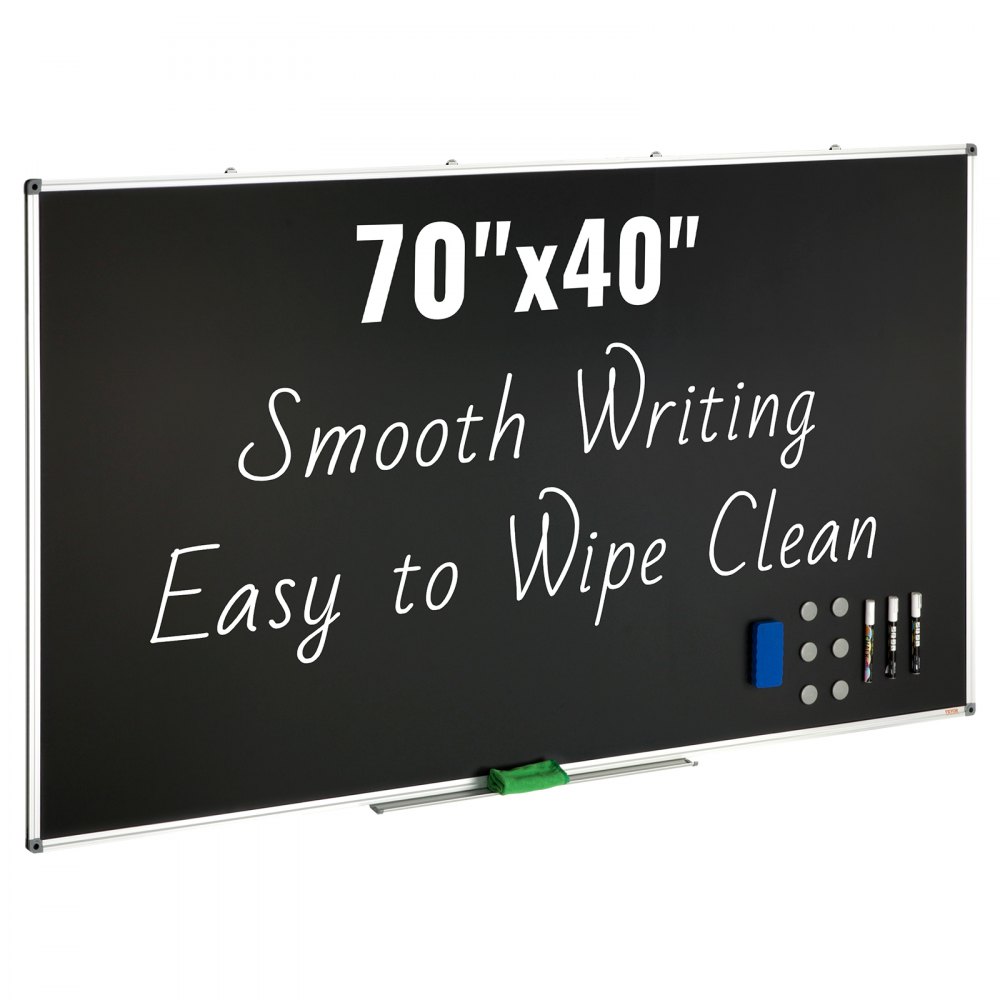 VEVOR Black Board, 70 x 40 inch Large Chalkboard with Aluminum Frame ...