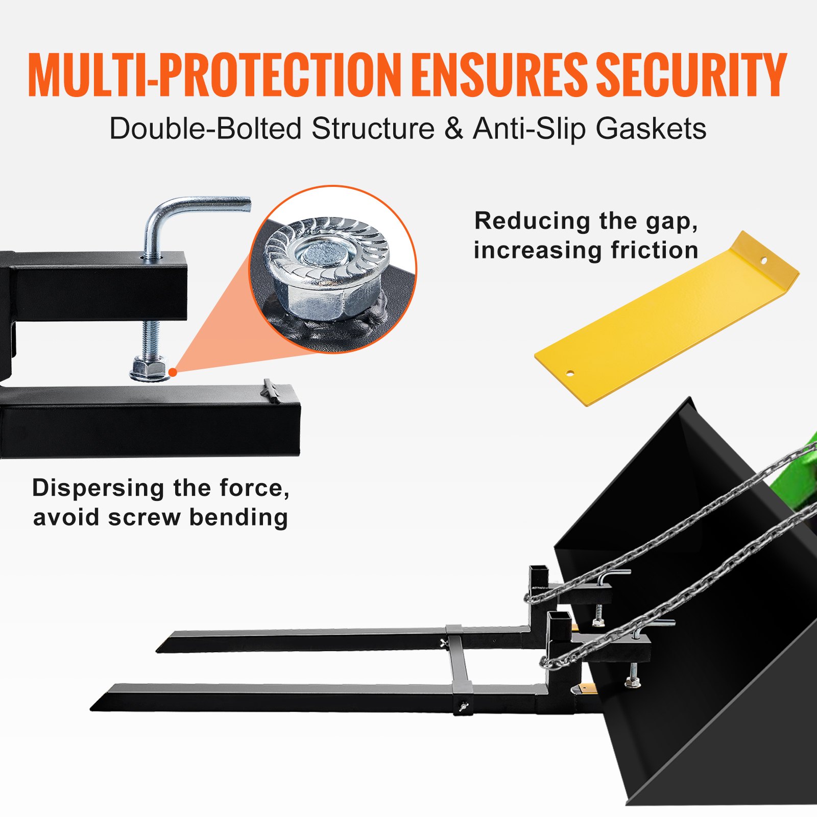 VEVOR Pallet Forks, 2000 lbs Tractor Bucket Forks, 60" Total Length ...