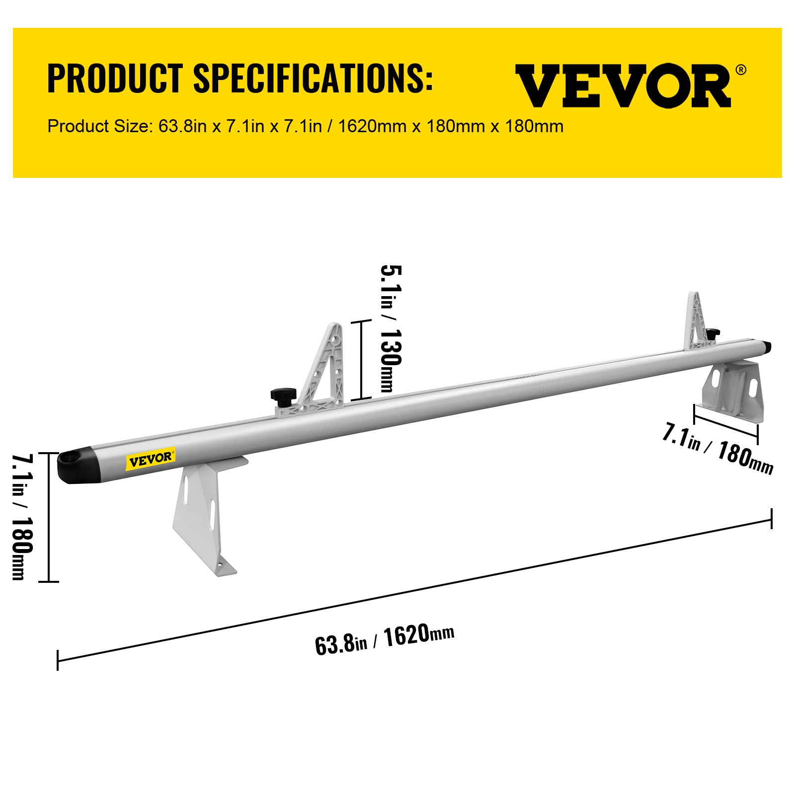 VEVOR Van Roof Ladder Rack, 2 Bars, 661 LBS Capacity, Heavy Duty ...