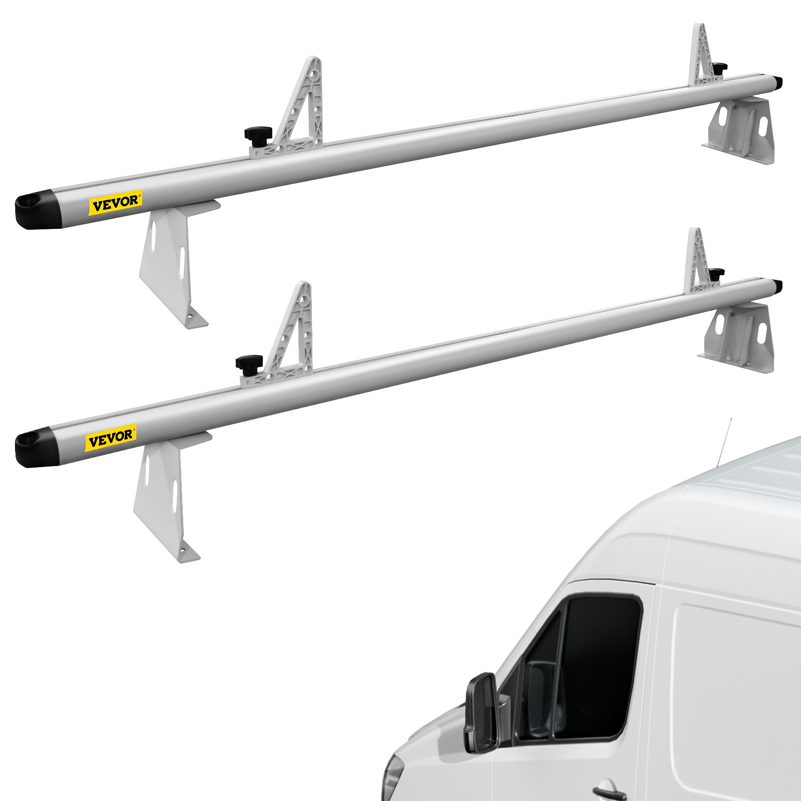VEVOR Van Roof Ladder Rack, 2 Bars, 661 LBS Capacity, Heavy Duty ...