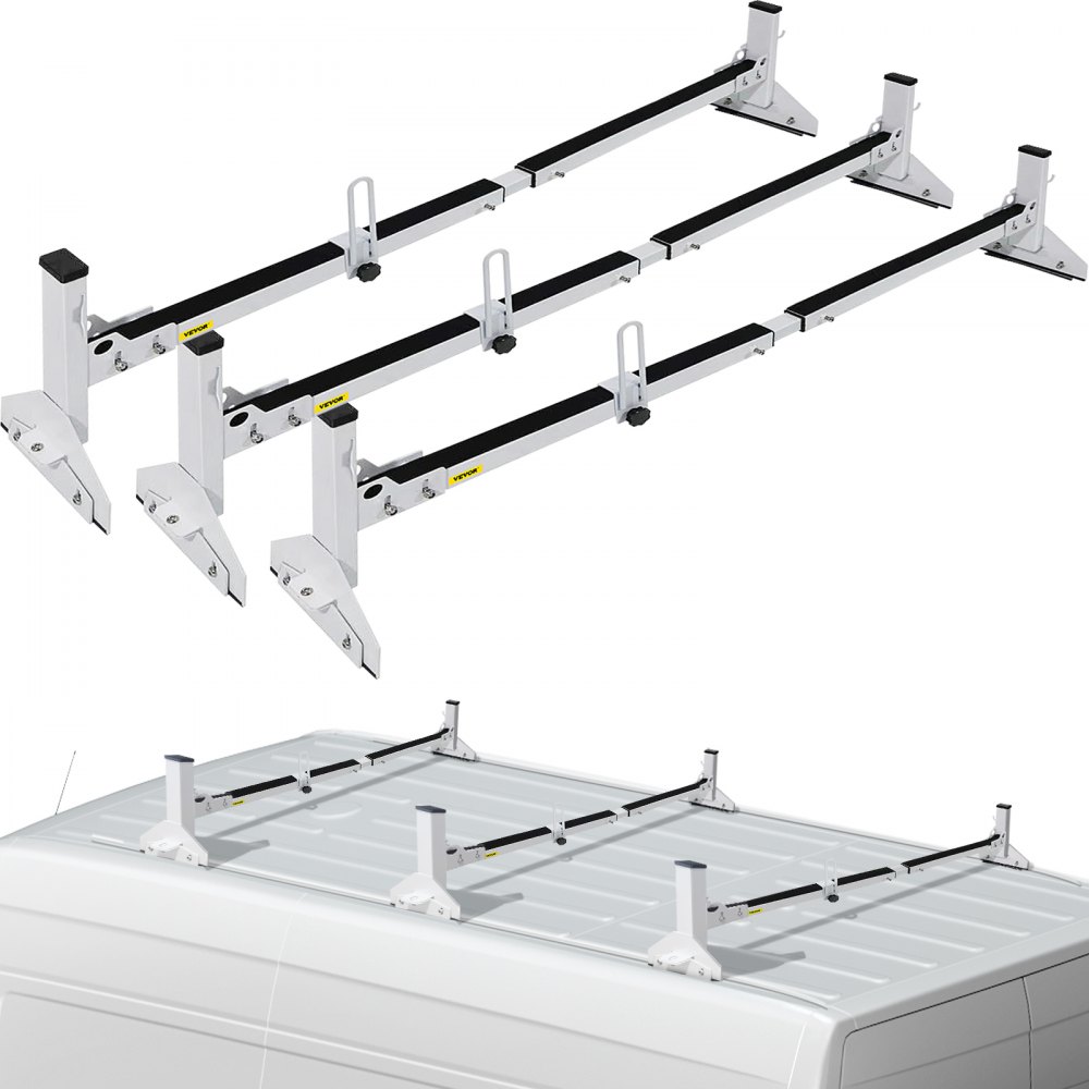 VEVOR Van Roof Ladder Rack, 3 Bars, 661 LBS Capacity, 46.9"-59.1 ...