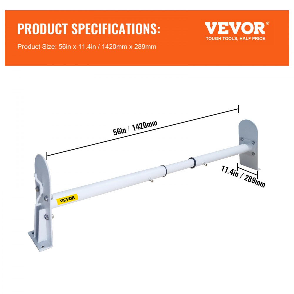 VEVOR Roof Ladder Rack Van Ladder Rack 34.6"-56" Adjustable 3 Bars 500 ...