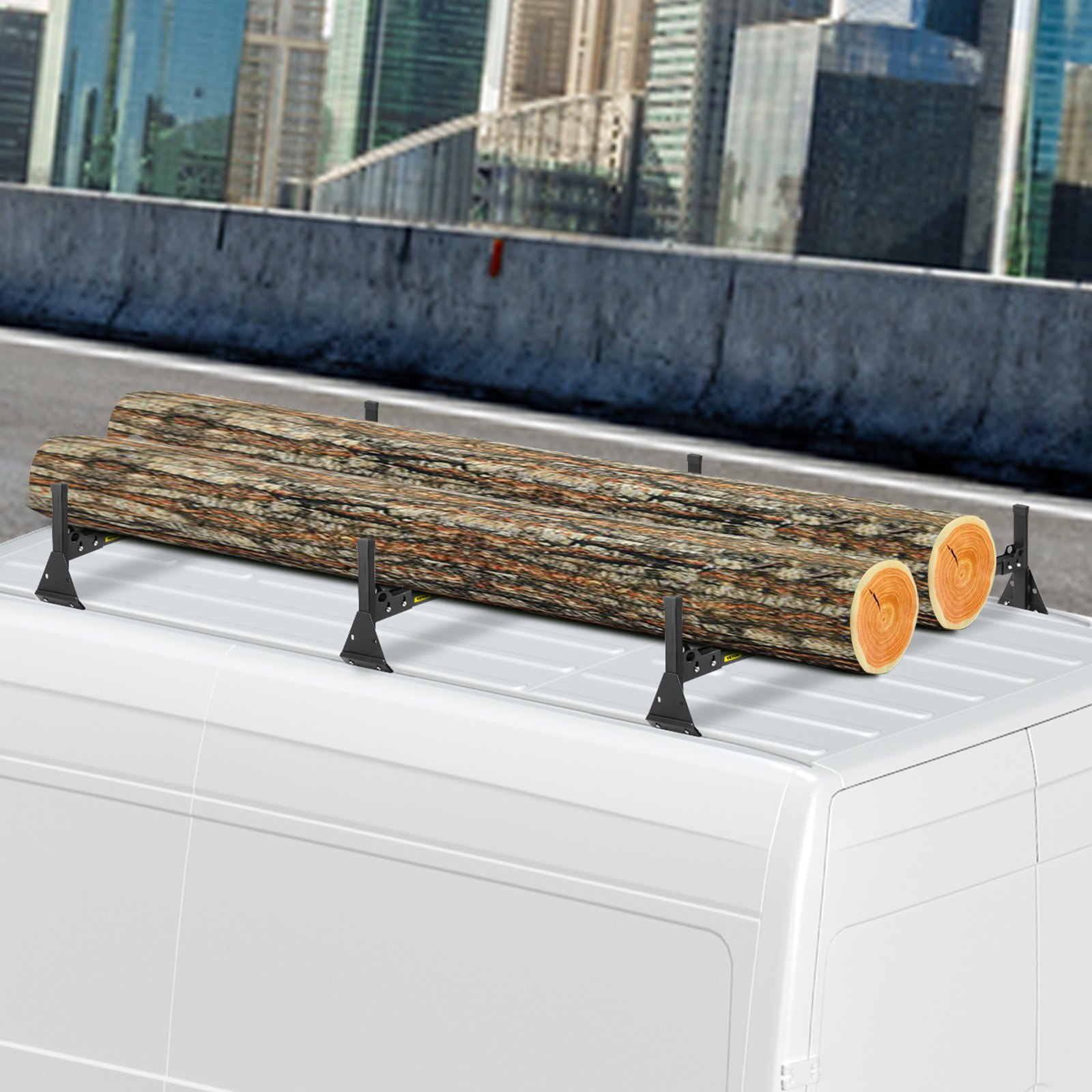 VEVOR Van Ladder Roof Racks, 3 Bars, 661 LBS Capacity, Adjustable Matte ...