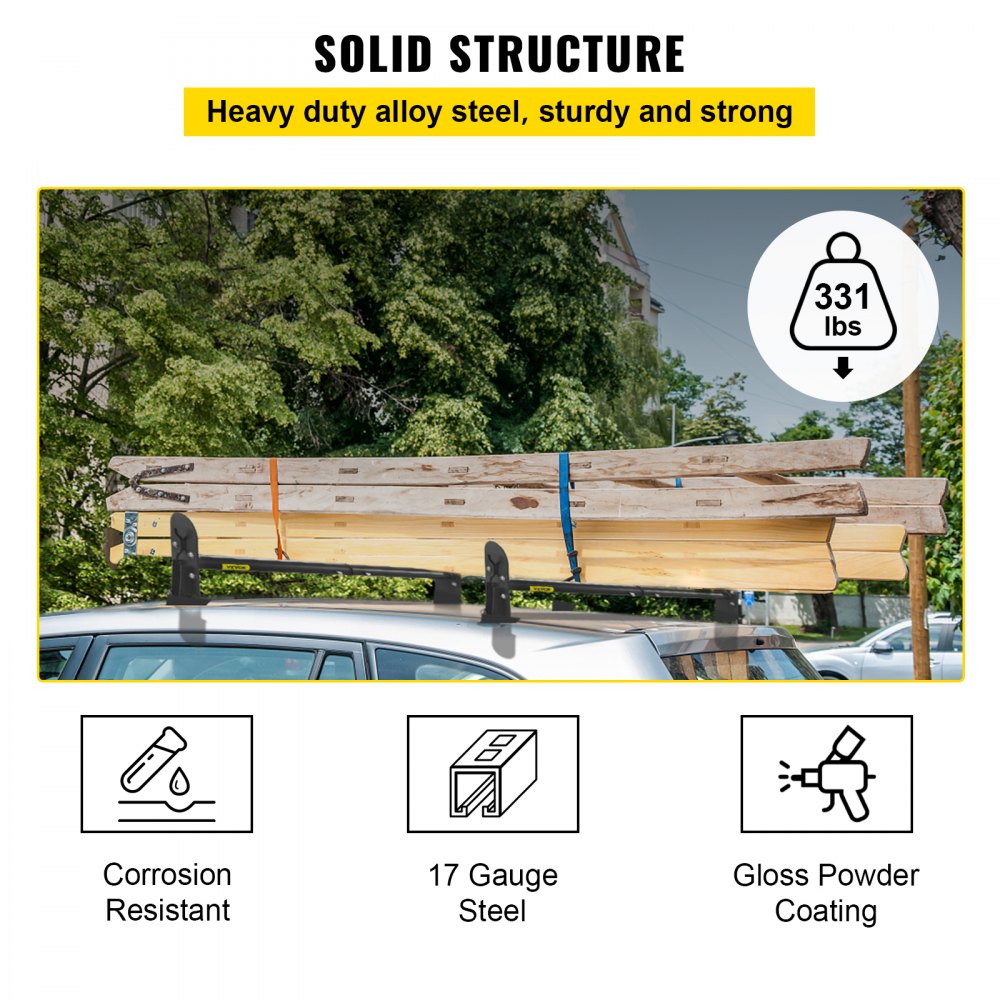 VEVOR Universal Van Ladder Roof Racks, 2 Bars, 331 LBS Capacity, 34.6 ...