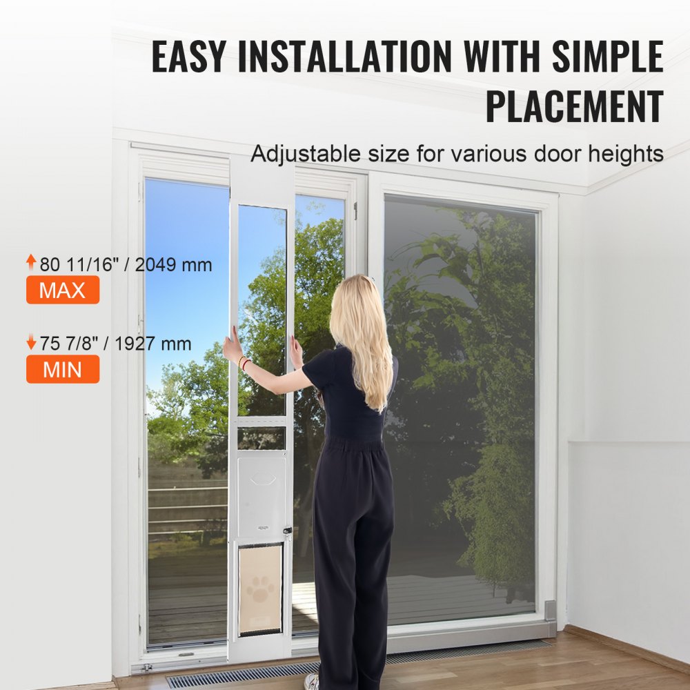 VEVOR Dog Door for Sliding Glass Door 75 7/8"-80 11/16" Adjustable ...