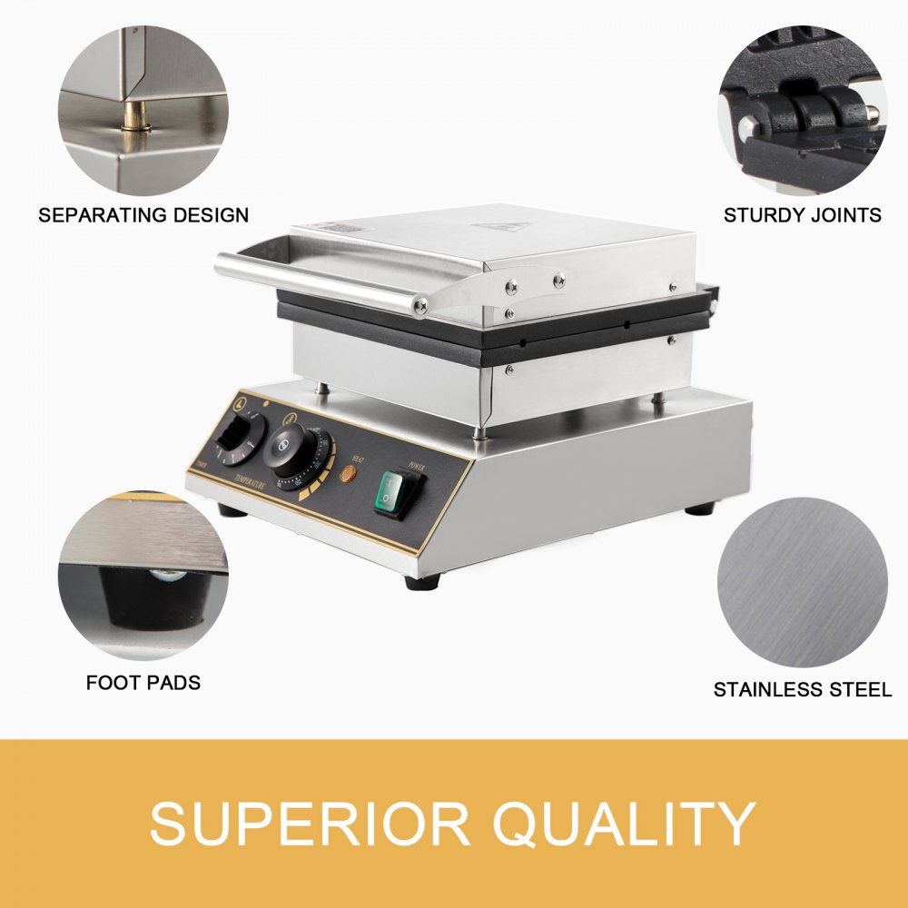 Commercial Electric Mini Round Waffle Maker Baker Tea Shop 1750w Thick ...