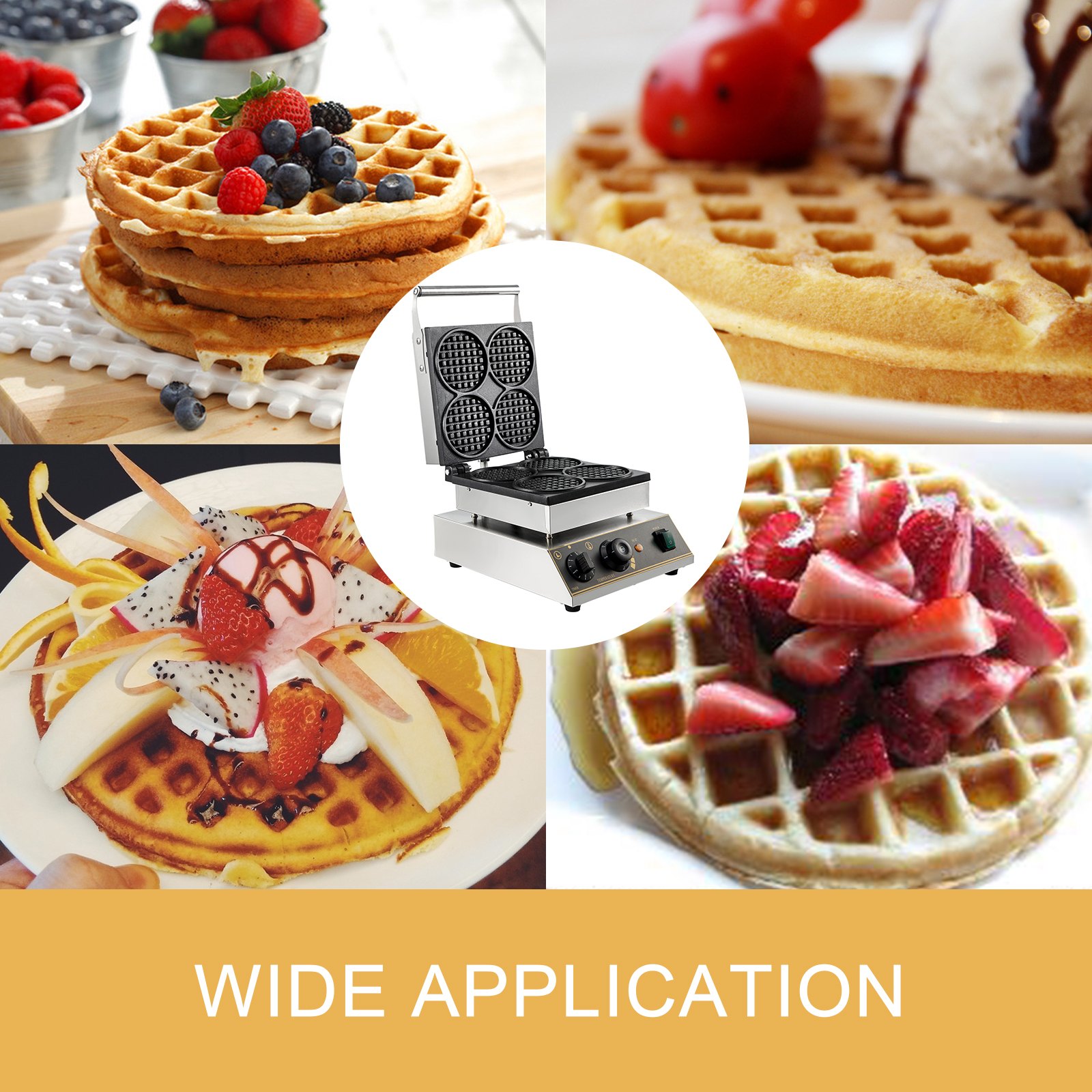 Commercial Electric Mini Round Waffle Maker Baker Tea Shop 1750w Thick ...