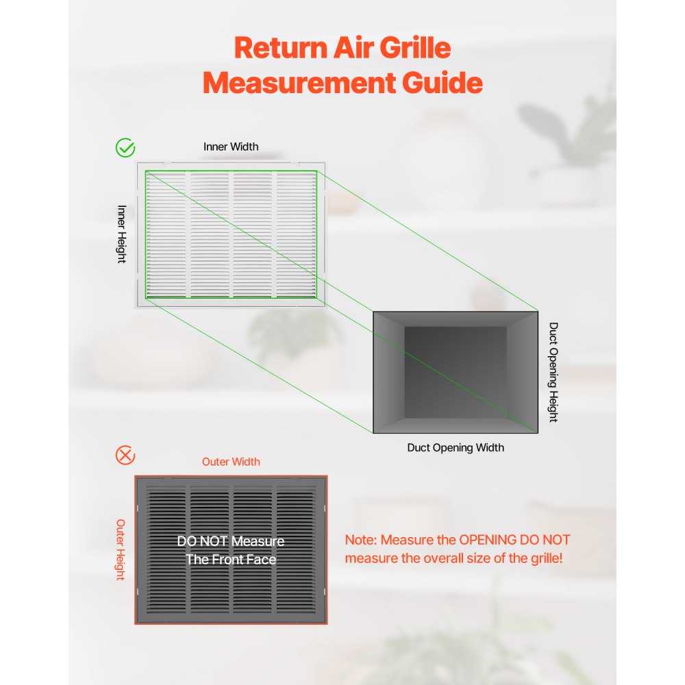 VEVOR Filtered Return Air Grille — Wall Vent Cover W24×H18