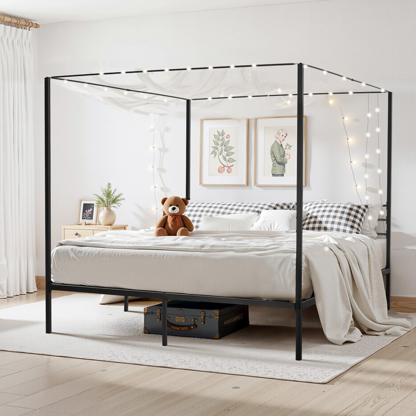 VEVOR King Black Metal Canopy Bed – 82.5 × 76 × 72 Inch