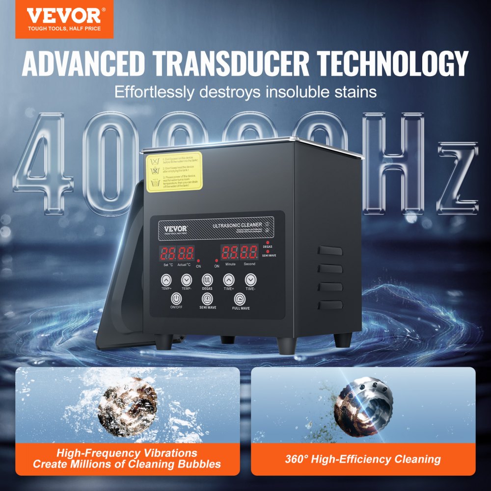VEVOR 2L Ultra Sonic Cleaner, 60W Digital Sonic Cleaning Machine with ...