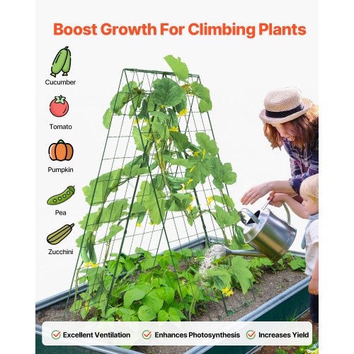 VEVOR Cucumber Trellis for Climbing Plants, 46" x 32" Foldable Cucumber ...