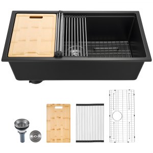 VEVOR 84 cm Kitchen Sink Workstation, Undermount Granite Sink, Drop-In ...