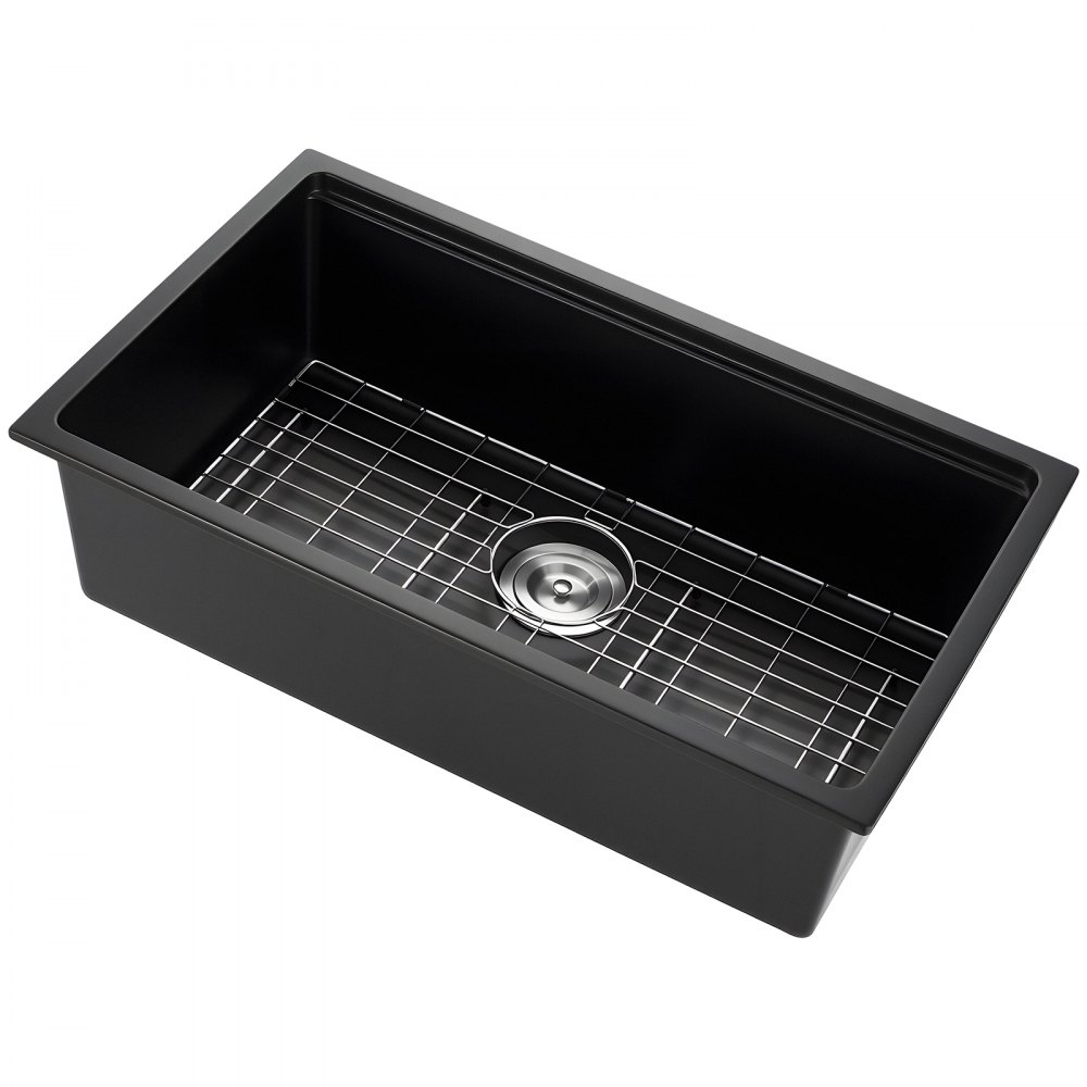 VEVOR Black Granite Kitchen Sink — Non-Porous Matte Finish