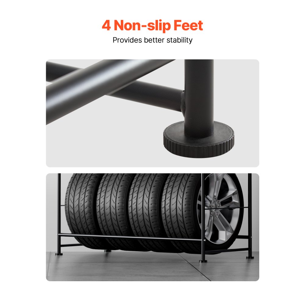 Tire Storage Rack 2-Shelf Tire Holder Stand Holds up to 8 Standard ...