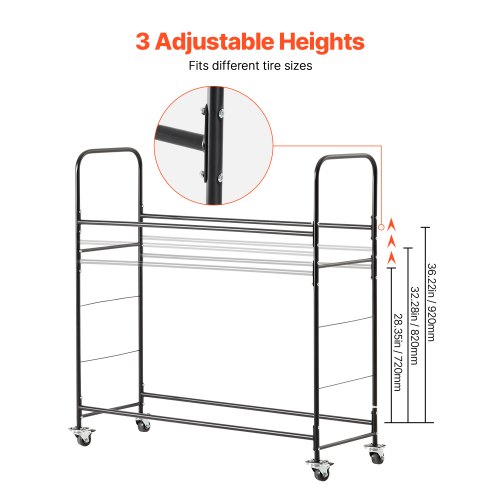 Rolling Tire Storage Rack 2-Shelf Tire Holder Hold up to 12 Standard ...