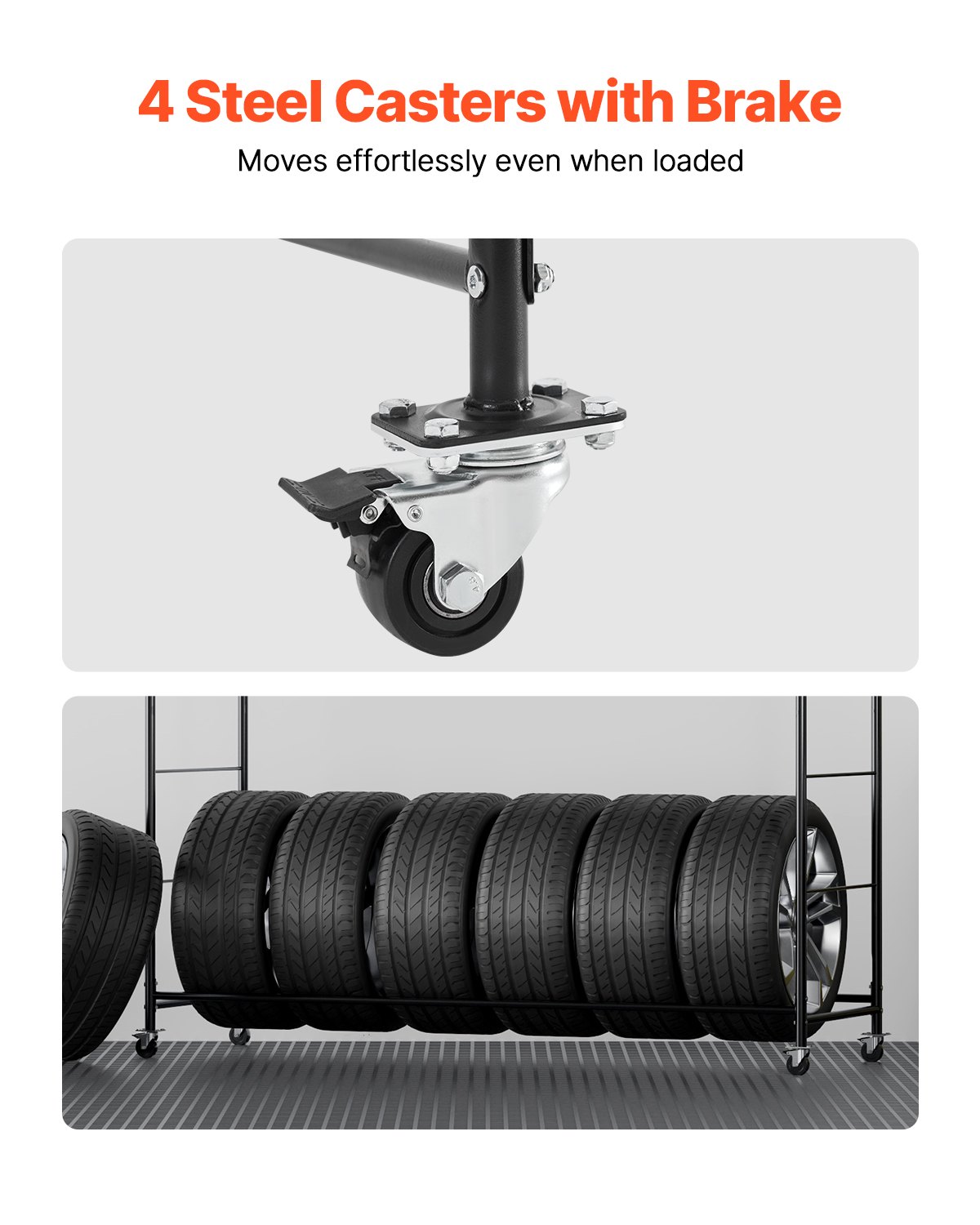 Rolling Tire Storage Rack 2-Shelf Tire Holder Hold up to 12 Standard ...