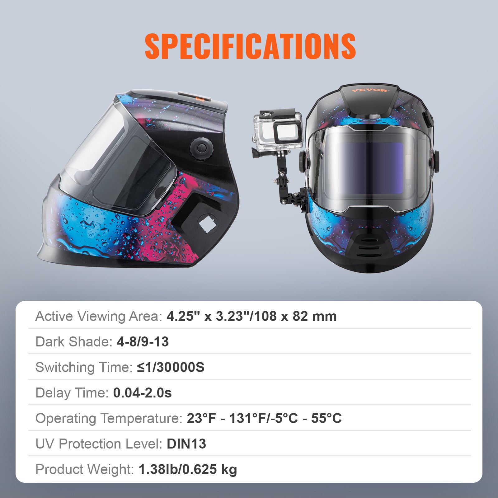 VEVOR Large View Auto Darkening Welding Helmet Arc Tig Mig Grinding ...