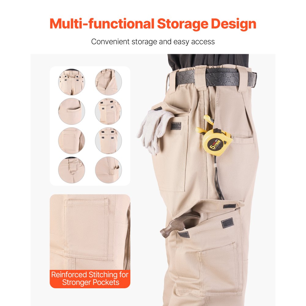 VEVOR Men's Fire Retardant Pants – XXL, 9 Oz, 100% Cotton