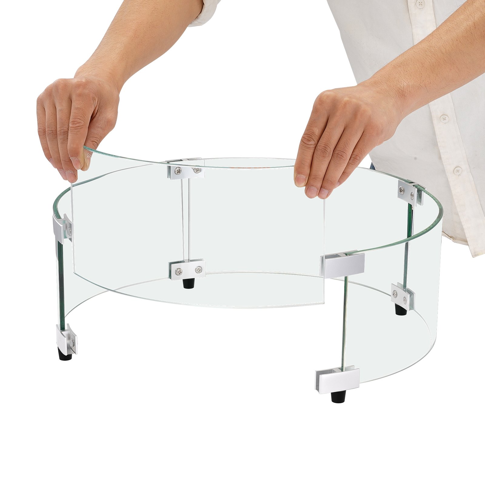 VEVOR Fire Pit Wind Guard, 29 x 8 inch Round Glass Flame Shield, 0.24 ...