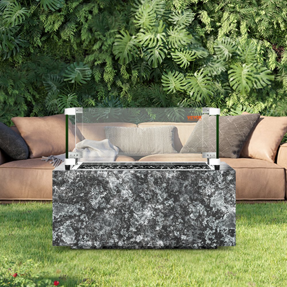 VEVOR Gas Fire Pit Wind Guard for Square Fire Table, 21 x 21 x 7.5 inch ...