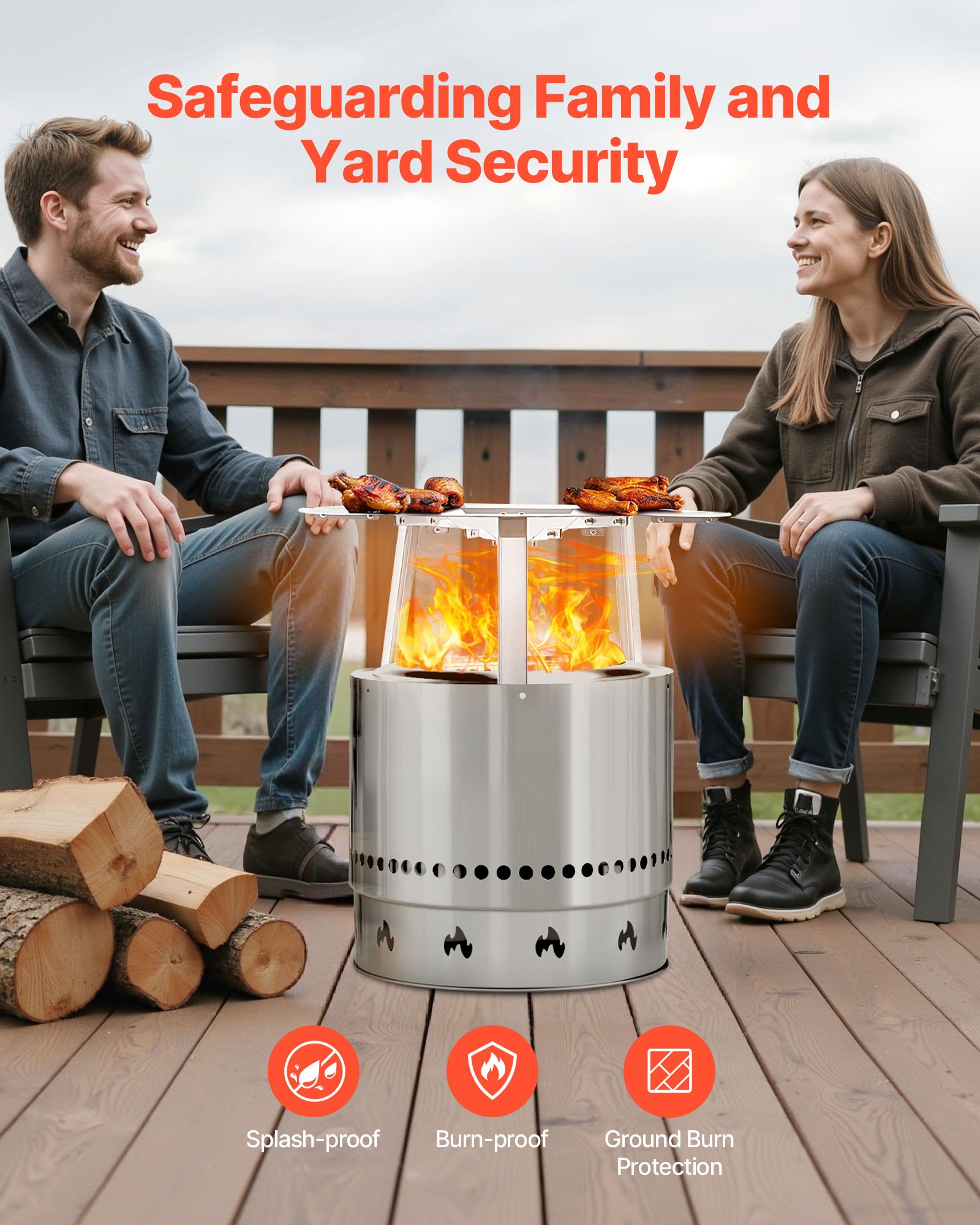 VEVOR Fire Pit Heat Deflector Round – 25" Stainless Steel