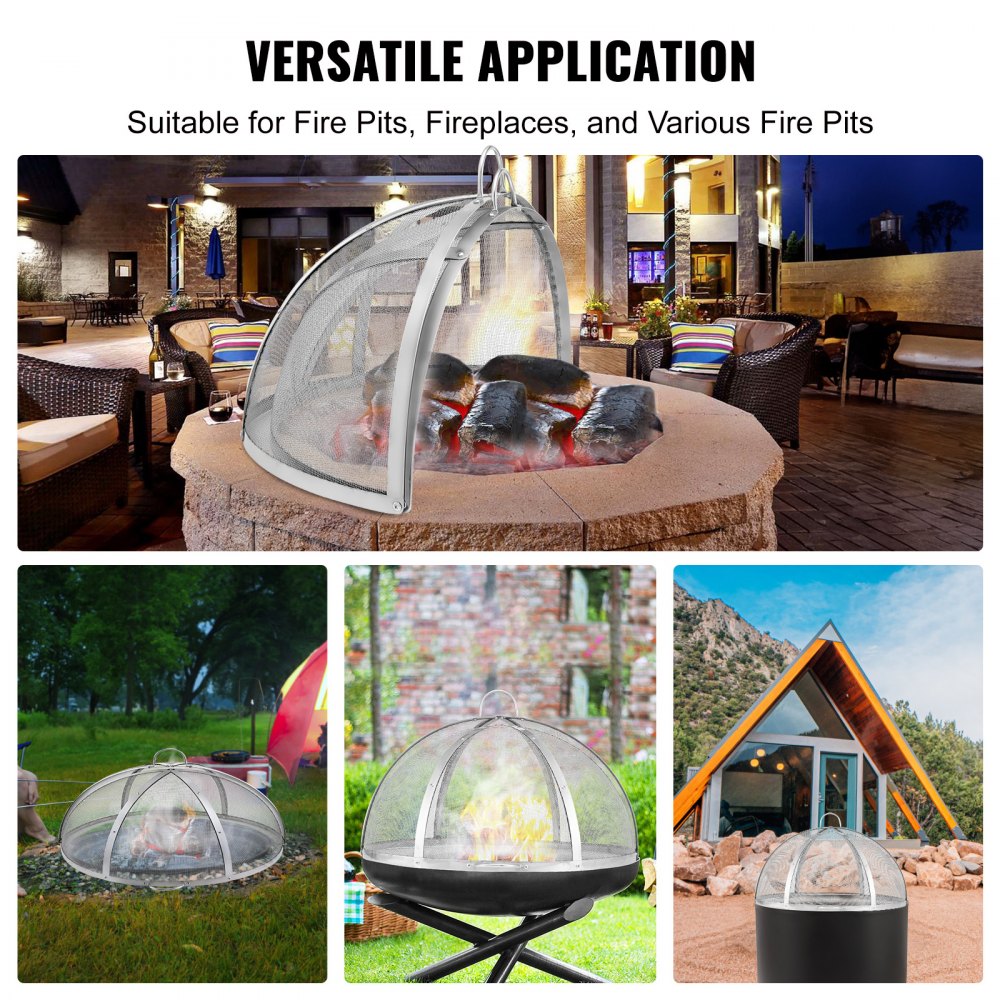 VEVOR Firepit Spark Screen Lid, 40" Diameter, Outdoor Firepit Ring ...