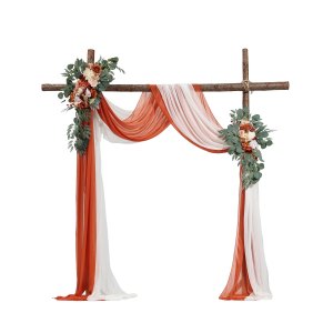 VEVOR Sheer Backdrop Drapes – 4PC, 21ft, Orange, Translucent