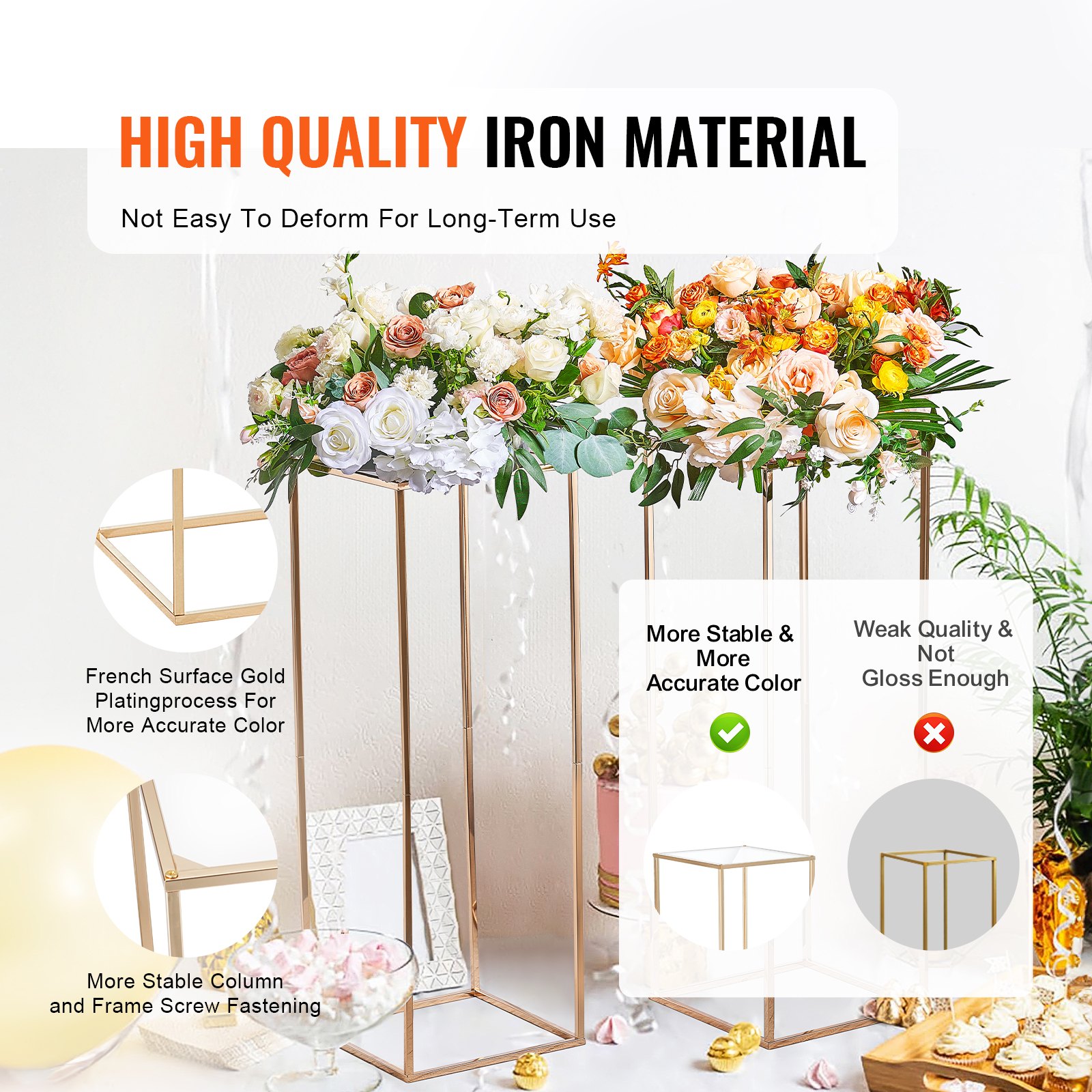 VEVOR 10PCS 31.5inch High Wedding Flower Stand, With Acrylic Laminate ...