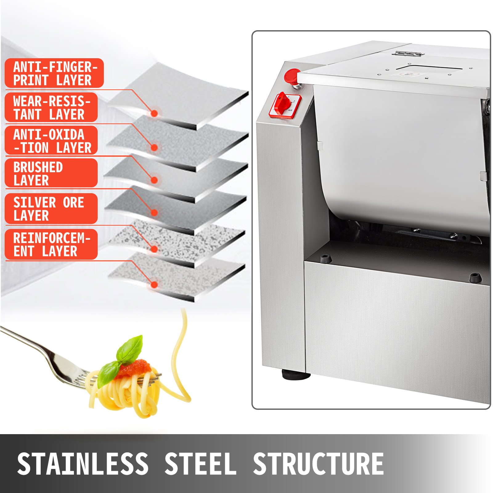 VEVOR Commercial Dough Mixer, 25 KG Kneading Capacity, Flour Mixer ...