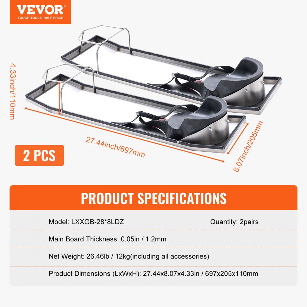 VEVOR Concrete Knee Boards 28'' x 8'' Slider Knee Boards, Kneeler Board ...