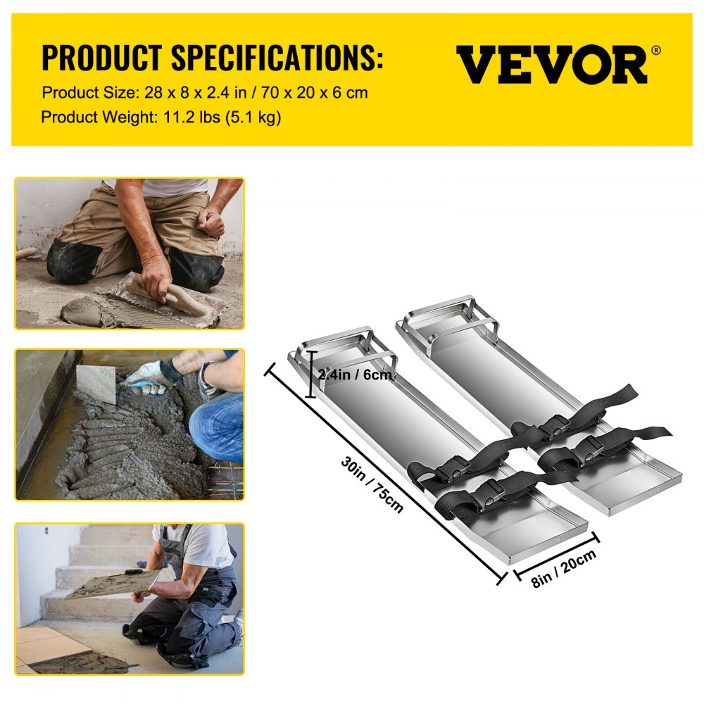 VEVOR Concrete Knee Boards 70cm x 20cm Slider Knee Boards, Kneeler ...