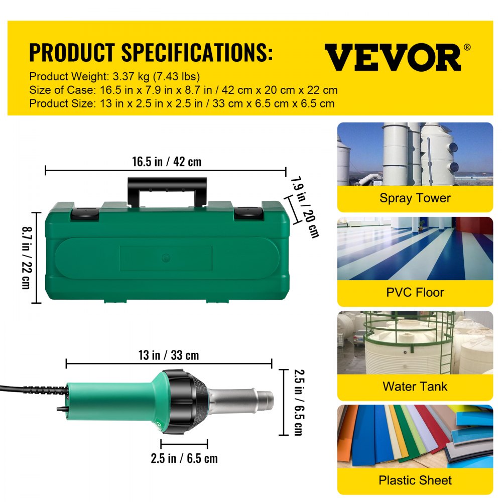 VEVOR Roofing Welder, 6 Pcs PVC Welding Gun, 1600W Pvc Welder With Case ...