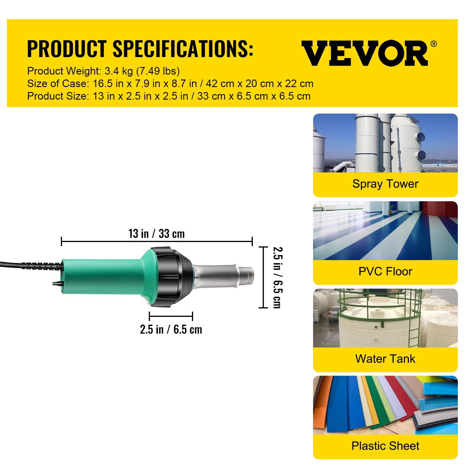 VEVOR Roofing Welder, 8 Pcs PVC Welding Gun, 1600W Pvc Welder With Case ...