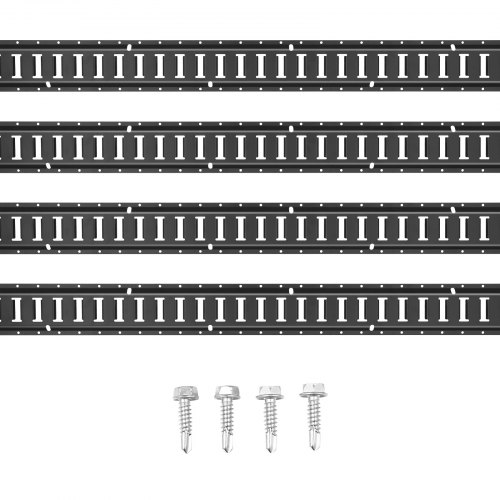 VEVOR E Track Tie Down Rail Kit, 5' Steel Rails, 4 Pack, Secure Cargo ...