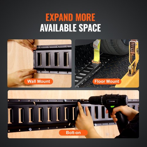 VEVOR E Track Tie Down Rail Kit, 2' Steel Rails, 4 Pack, Secure Cargo ...