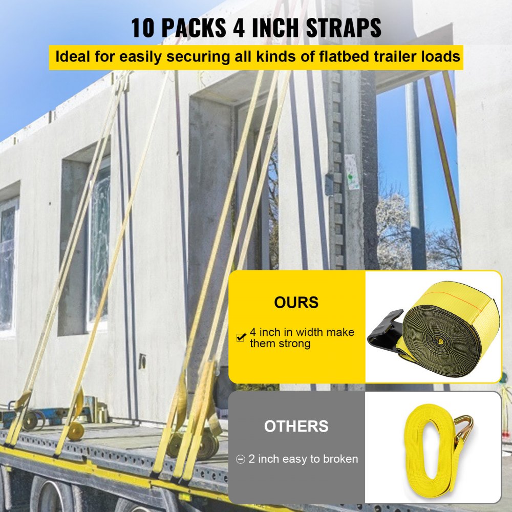 VEVOR Truck Straps 4" x30' Flatbed Straps Tie Down 15400lbs Load ...